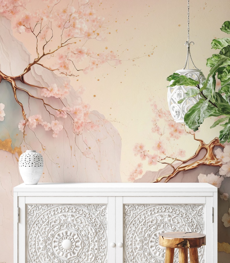 Abstract Sakura Wallpaper | Wall Decor | Home Renovation | Wall Art ...