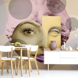 Modern Collage Wallpaper, Antique Statue Head |wall Decor | Home ...