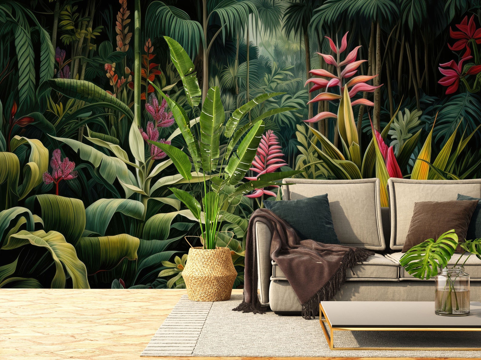 Tropical Forest Wall Mural | Wall Decor | Home Renovation | Wall Art ...