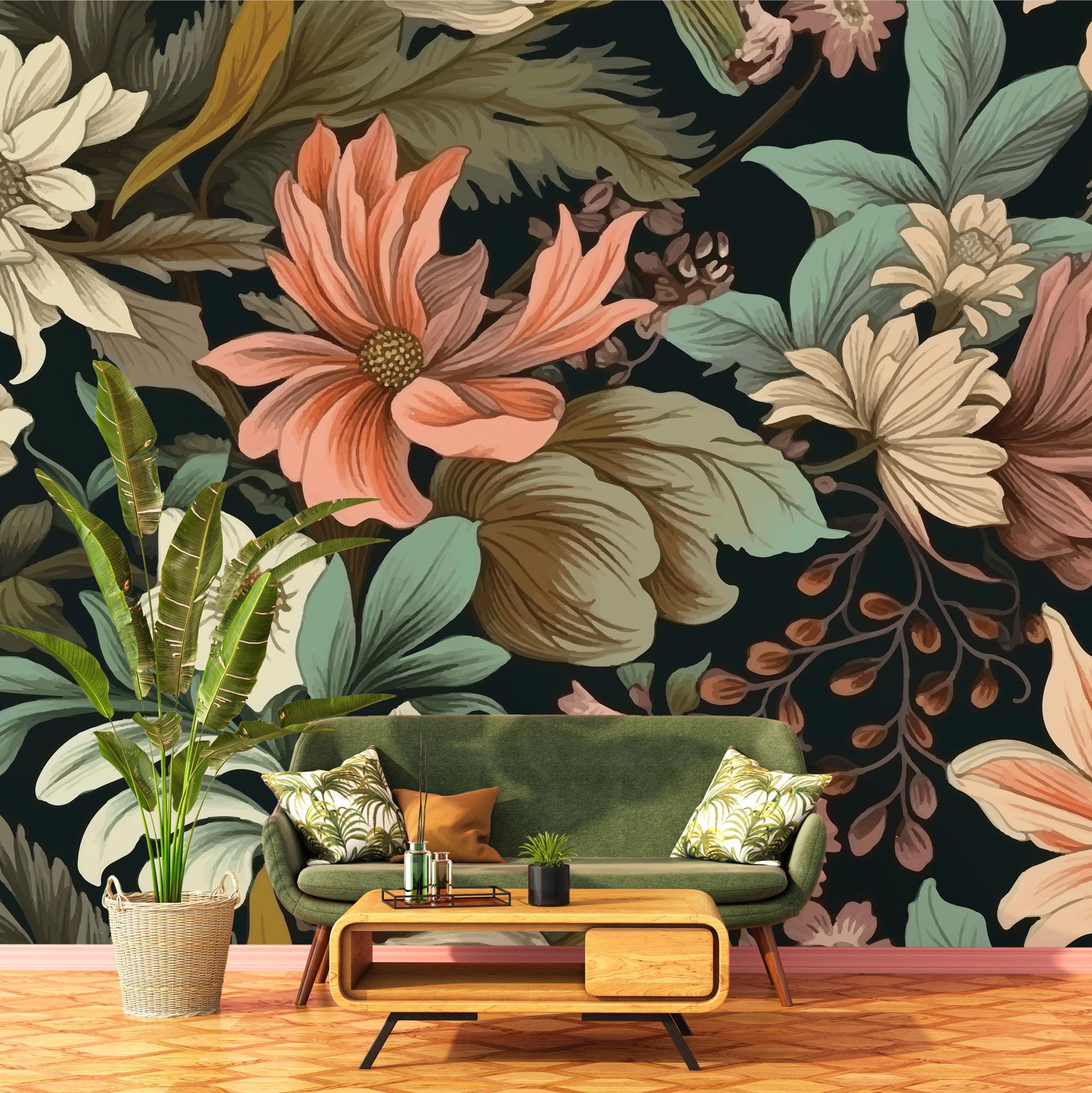 Floral Abstract Wallpaper| Wall Decor | Home Renovation | Wall Art ...