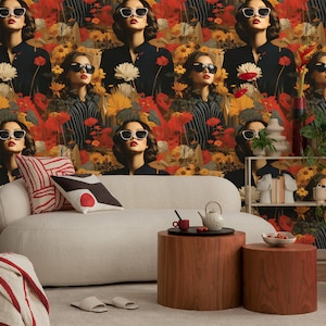 Floral Repeatable Wallpaper With a Woman | Wall Decor | Home Renovation ...