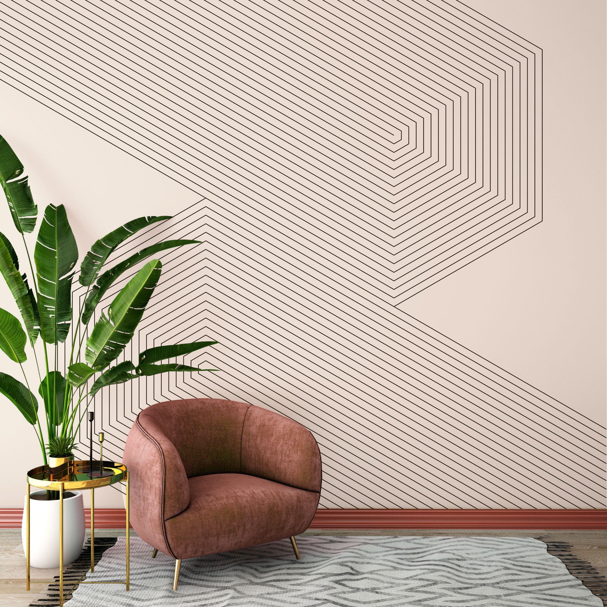 Art Wallpaper, Monochrome Striped Pattern |wall Decor | Home Renovation ...