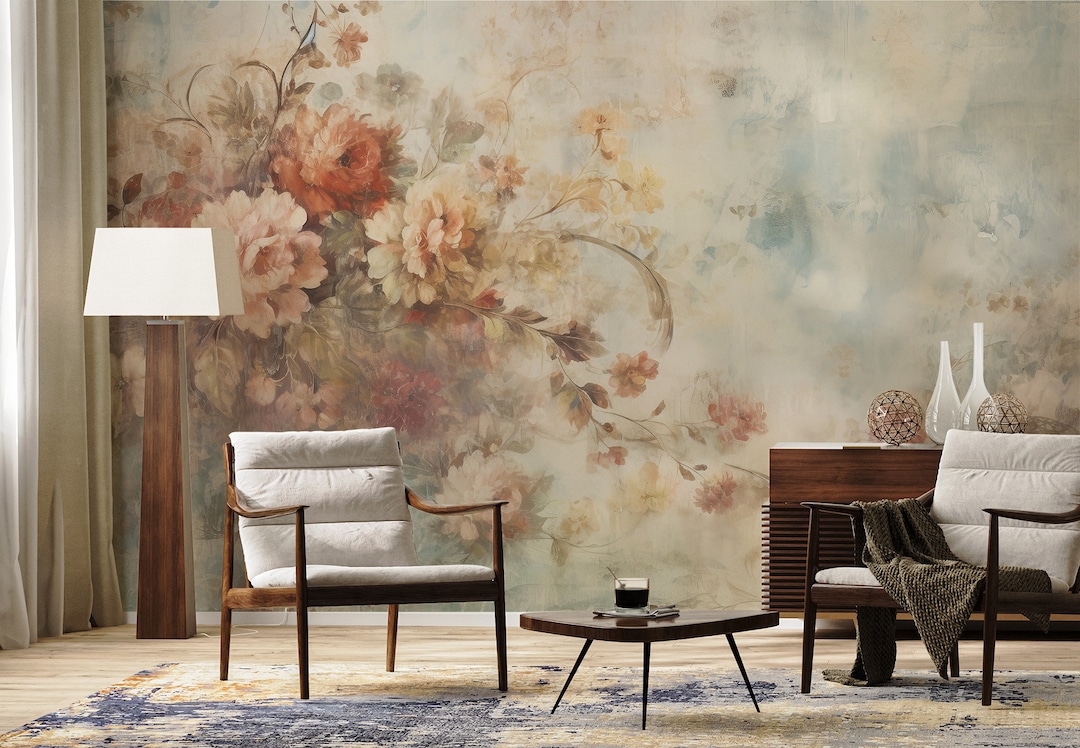 Vintage Old Retro Floral Wallpaper | Floral Wall Decor | Home ...