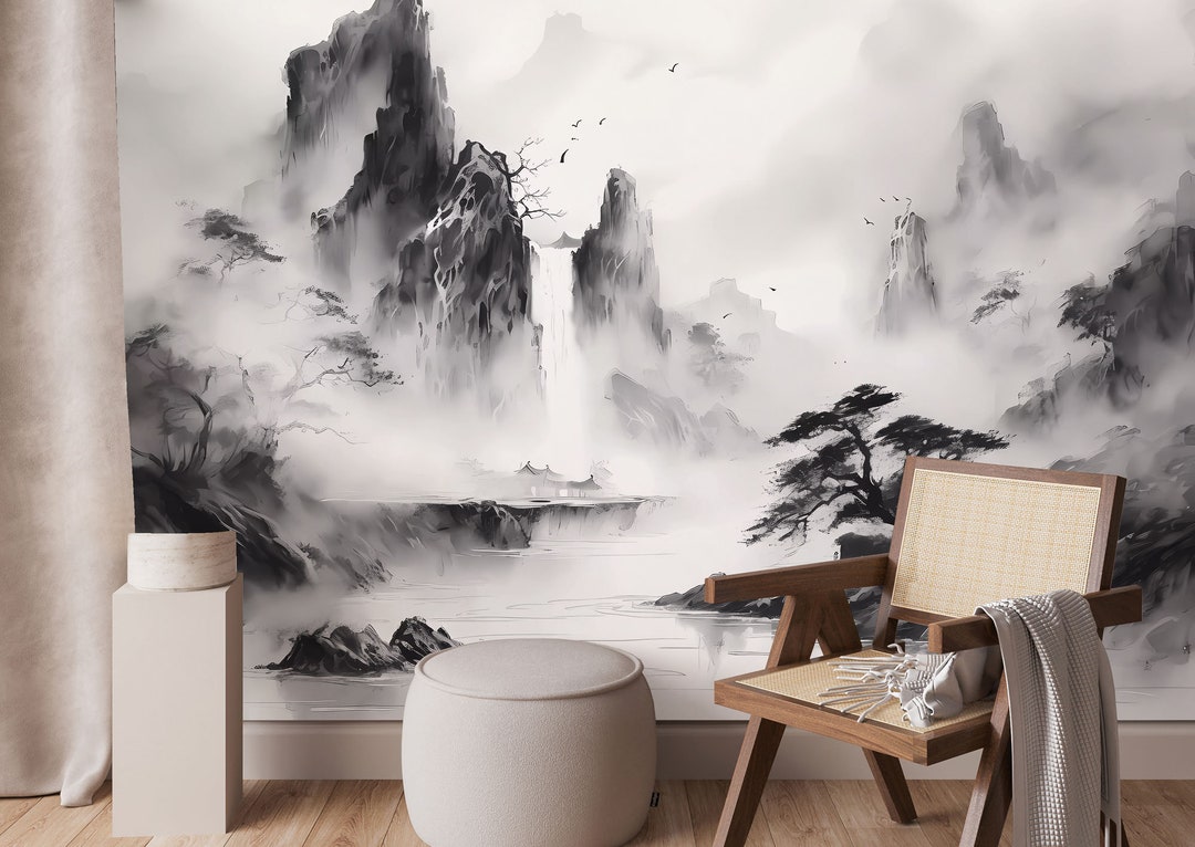 Asian Style Landscape Wallpaper, Wall Mural | Wall Decor | Home ...