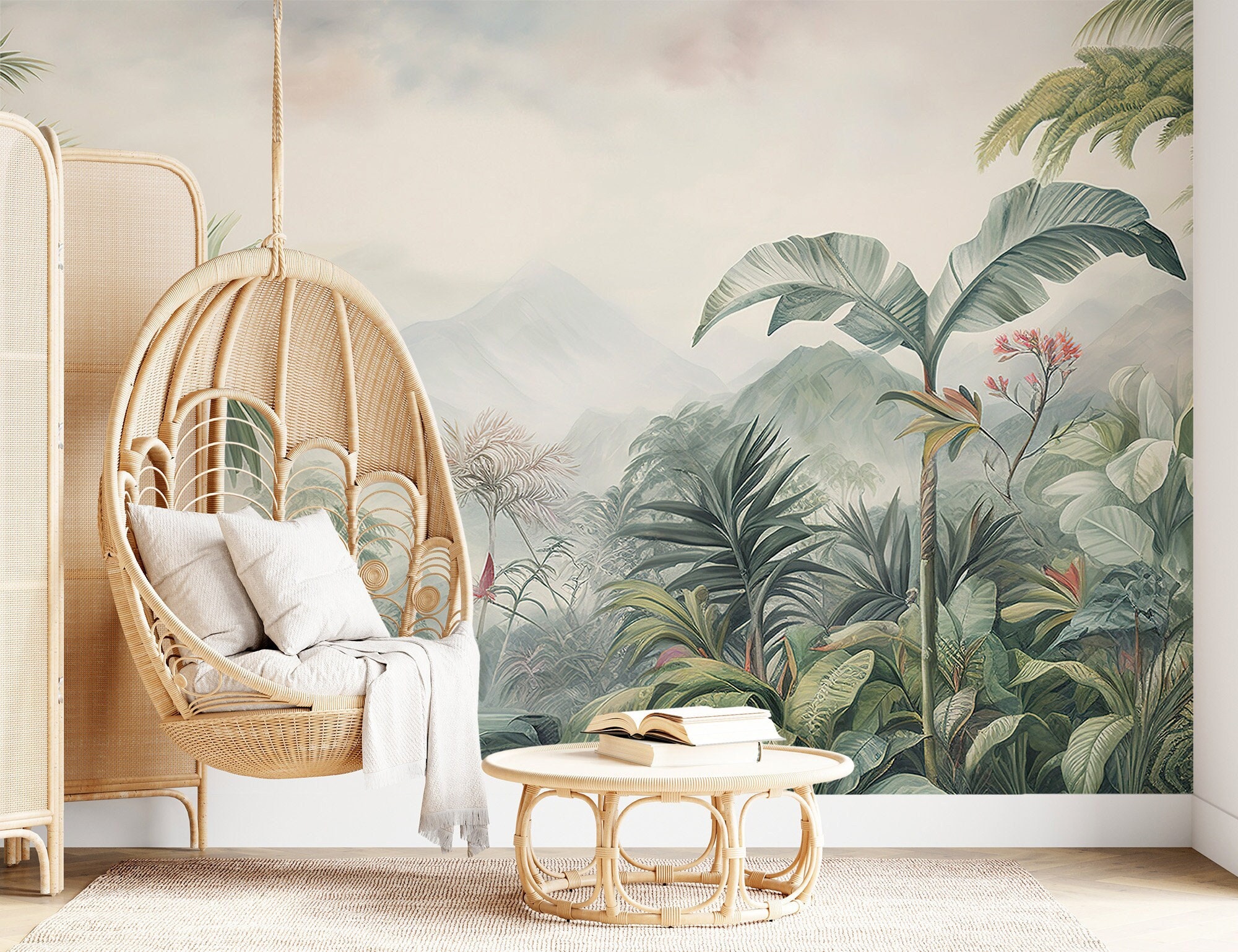 Tropical Paradise Vintage Wallpaper Exotic Wall Decor Home Renovation ...