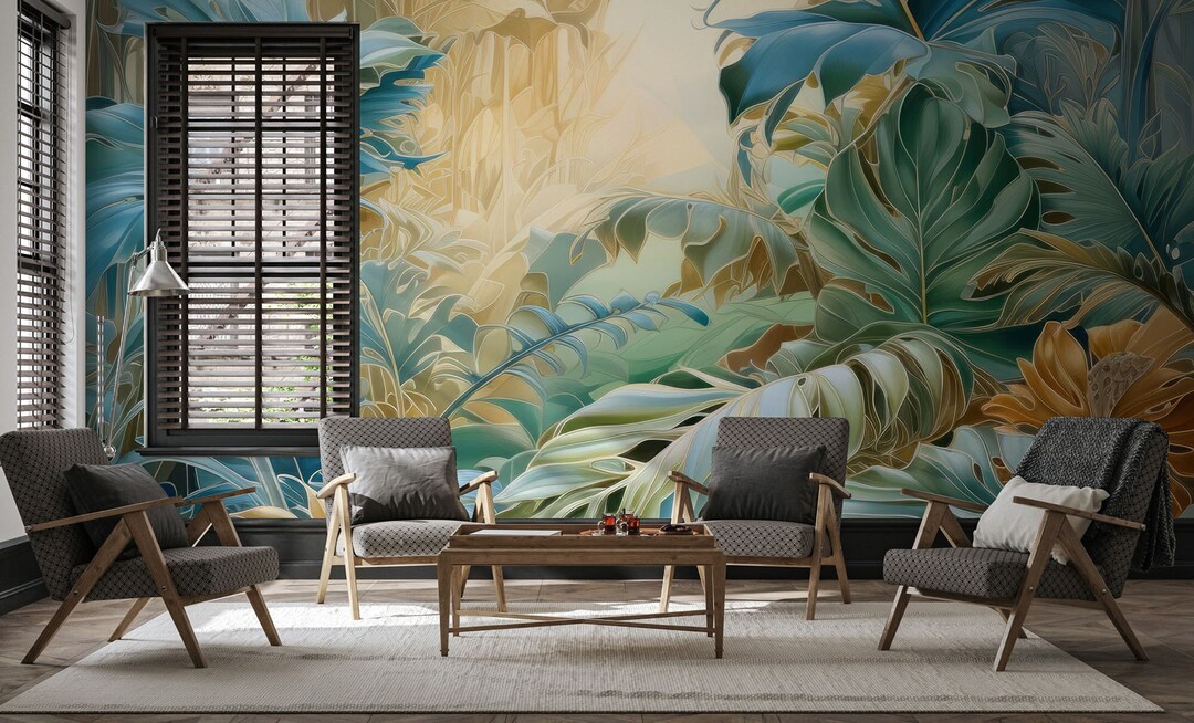 Colorful Leaf Wallpaper, Leaves Pattern | Wall Decor | Home Renovation ...