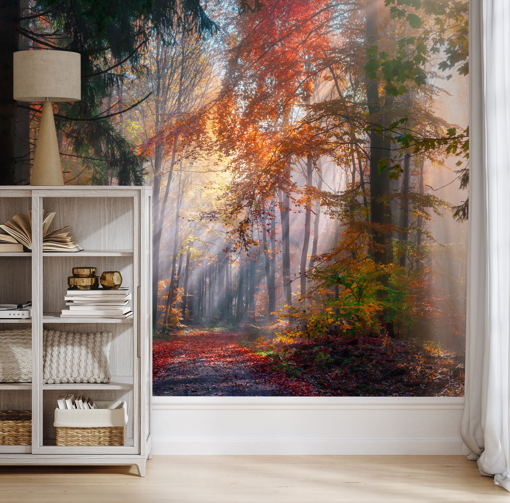 Rainbow Autumn Forest Wall Mural Wall Decor Home Renovation Wall Art ...
