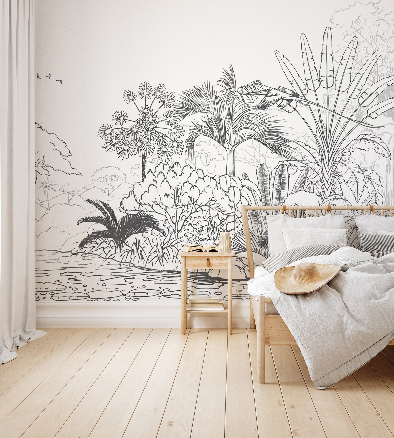 Tropical Landscape Wallpaper, Jungle With Exotic Plants | Wall Decor ...