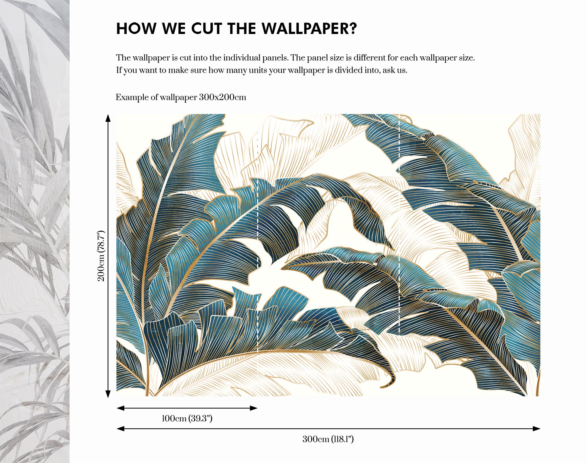 Palm Leaf Wall Mural, Tropical Wallpaper Wall Decor Home Renovation ...