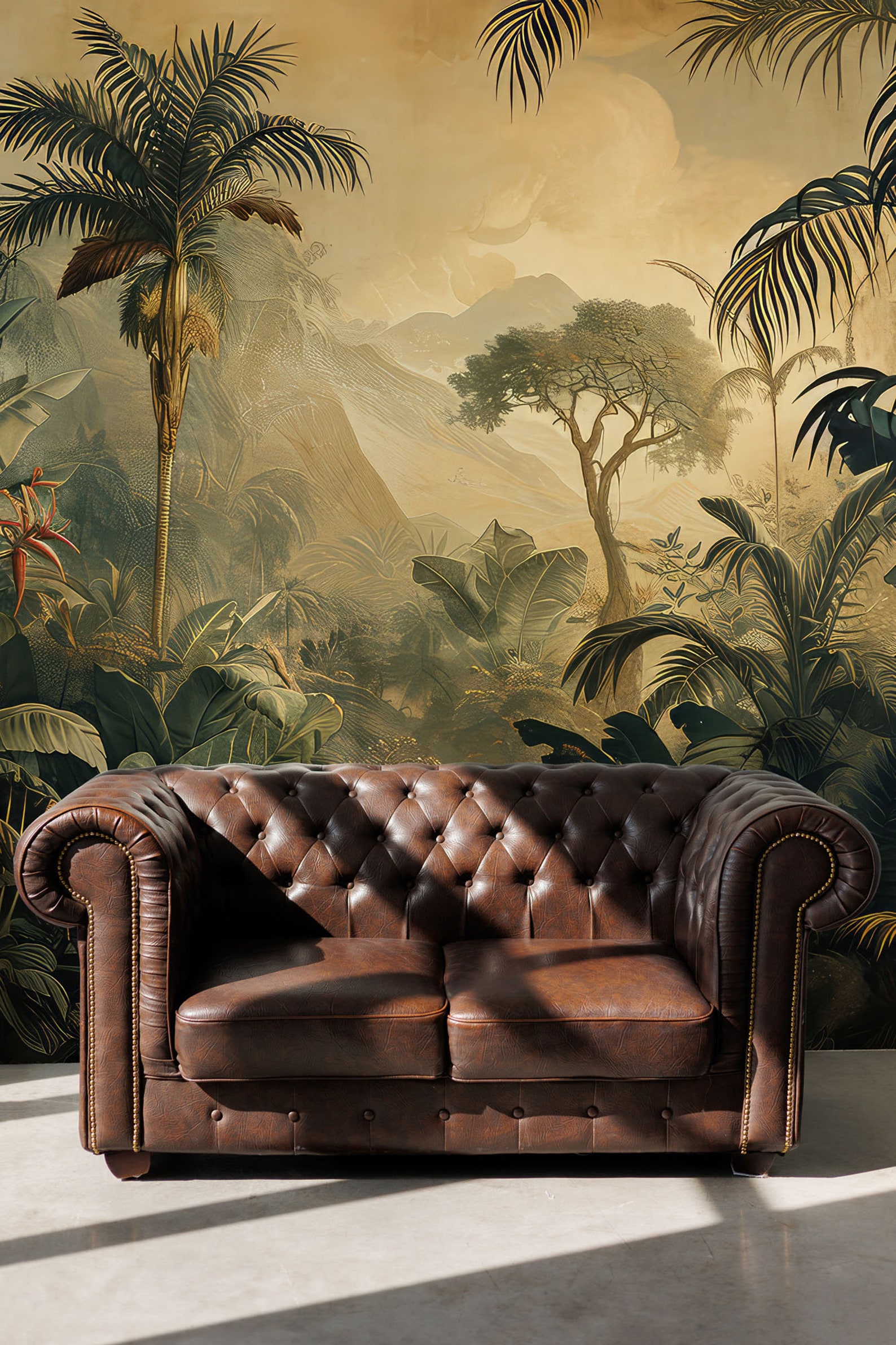 Retro Jungle Landscape Wallpaper | Wall Decor | Home Renovation | Wall ...