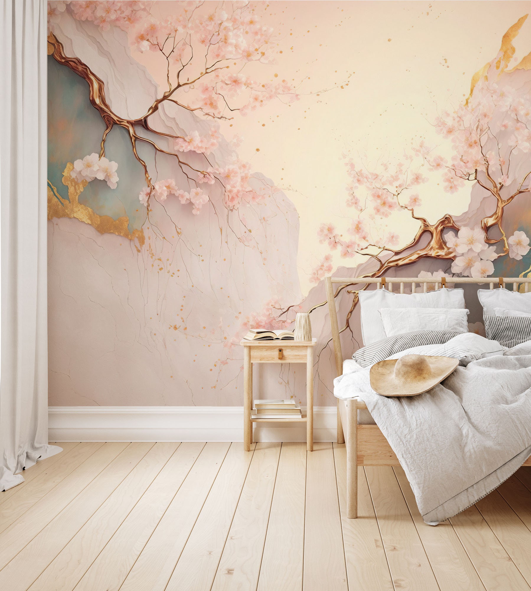 Abstract Sakura Wallpaper Wall Decor Home Renovation Wall Art Peel and ...