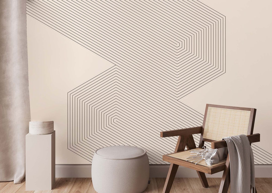 Geometric Wallpaper, Line Art Wall Mural | Wall Decor | Home Renovation ...