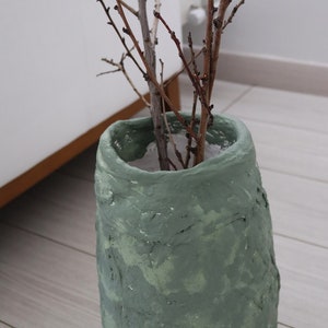 Handmade Textured Tall Vase Antique Look Vessel , Natural Tone Eclectic ...