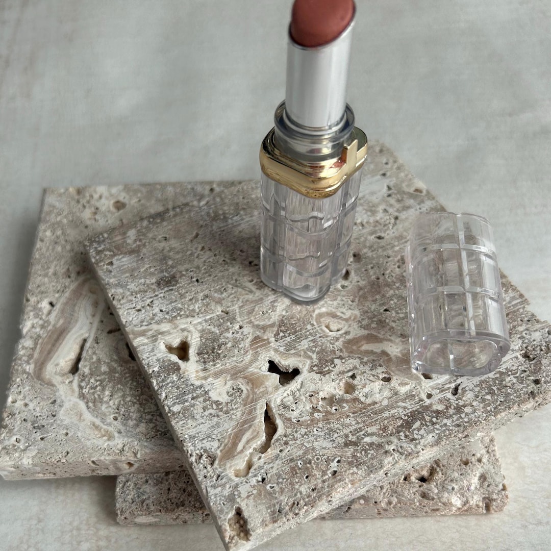 Travertine Photo Prop Set, Minimalist Natural Stone Stand, Gold Ring ...