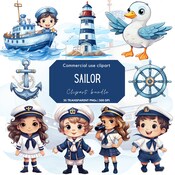 Cute Sailor Animal Clipart, Nautical Nursery Clipart, Ocean Clipart ...
