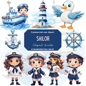 Cute Sailor Animal Clipart, Nautical Nursery Clipart, Ocean Clipart ...
