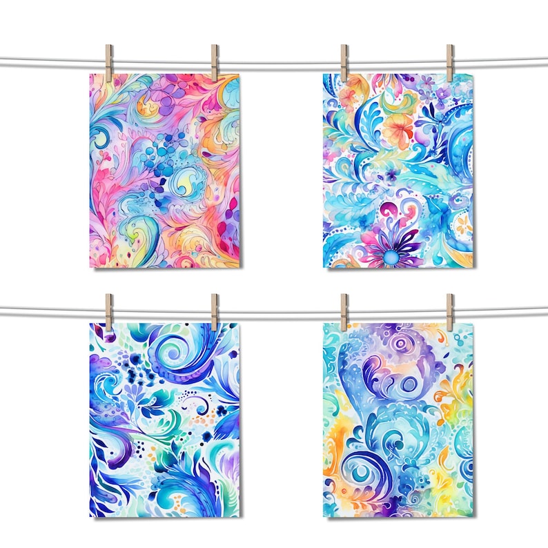 Paisley Pattern Digital Papers: Seamless Retro Backgrounds (commercial ...