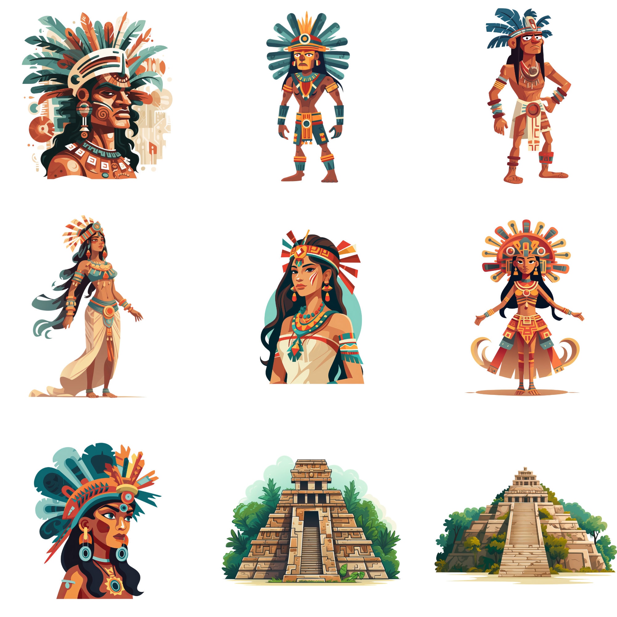 Ancient Maya Clipart Mayan Pyramid Mayan Calendar Aztec Art Mexican ...