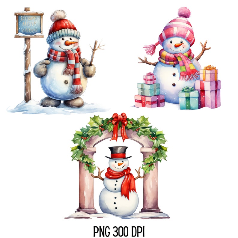 Watercolor Snowman Clipart Cute Snowman Clipart Christmas Snowman Png ...
