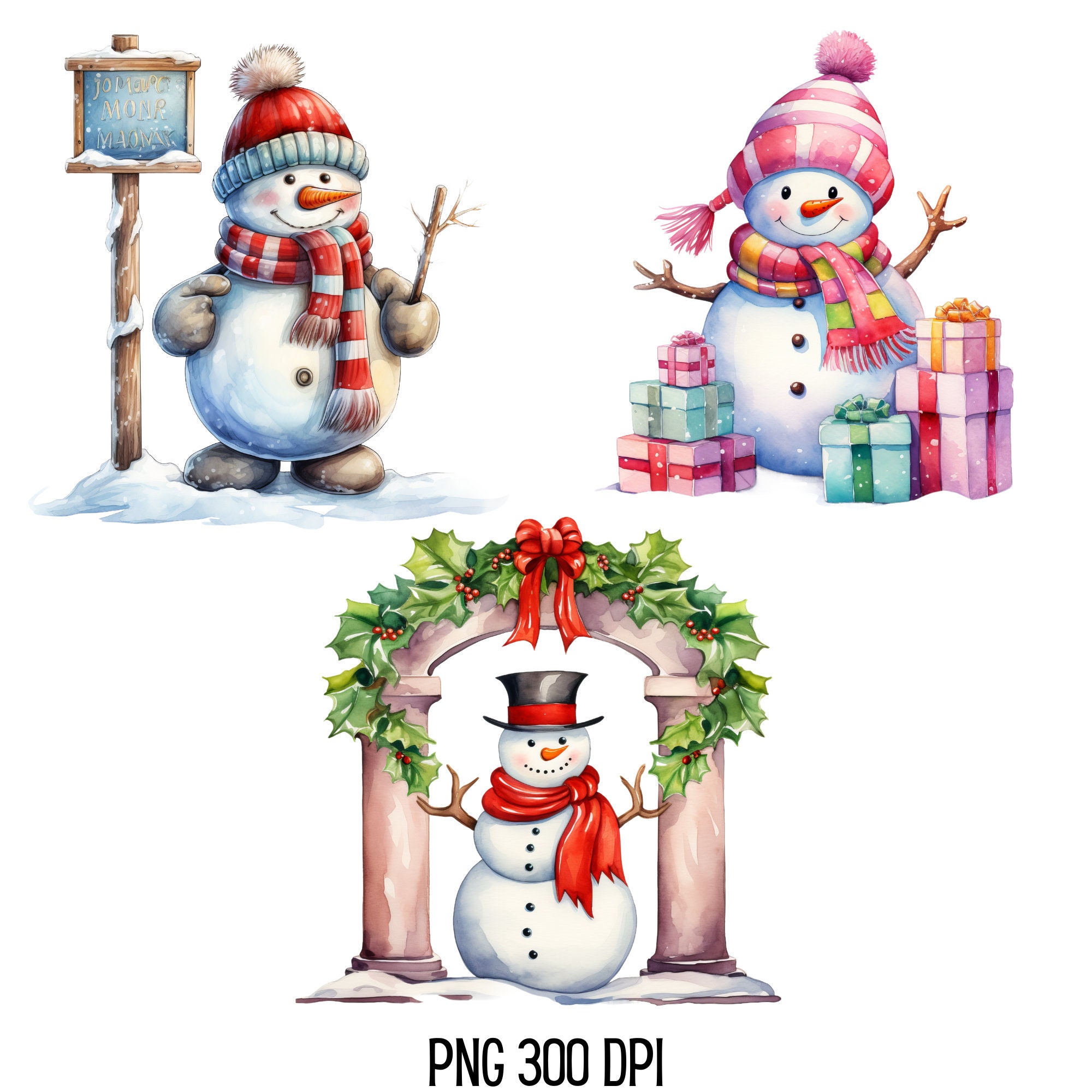 Watercolor Snowman Clipart Cute Snowman Clipart Christmas Snowman Png ...