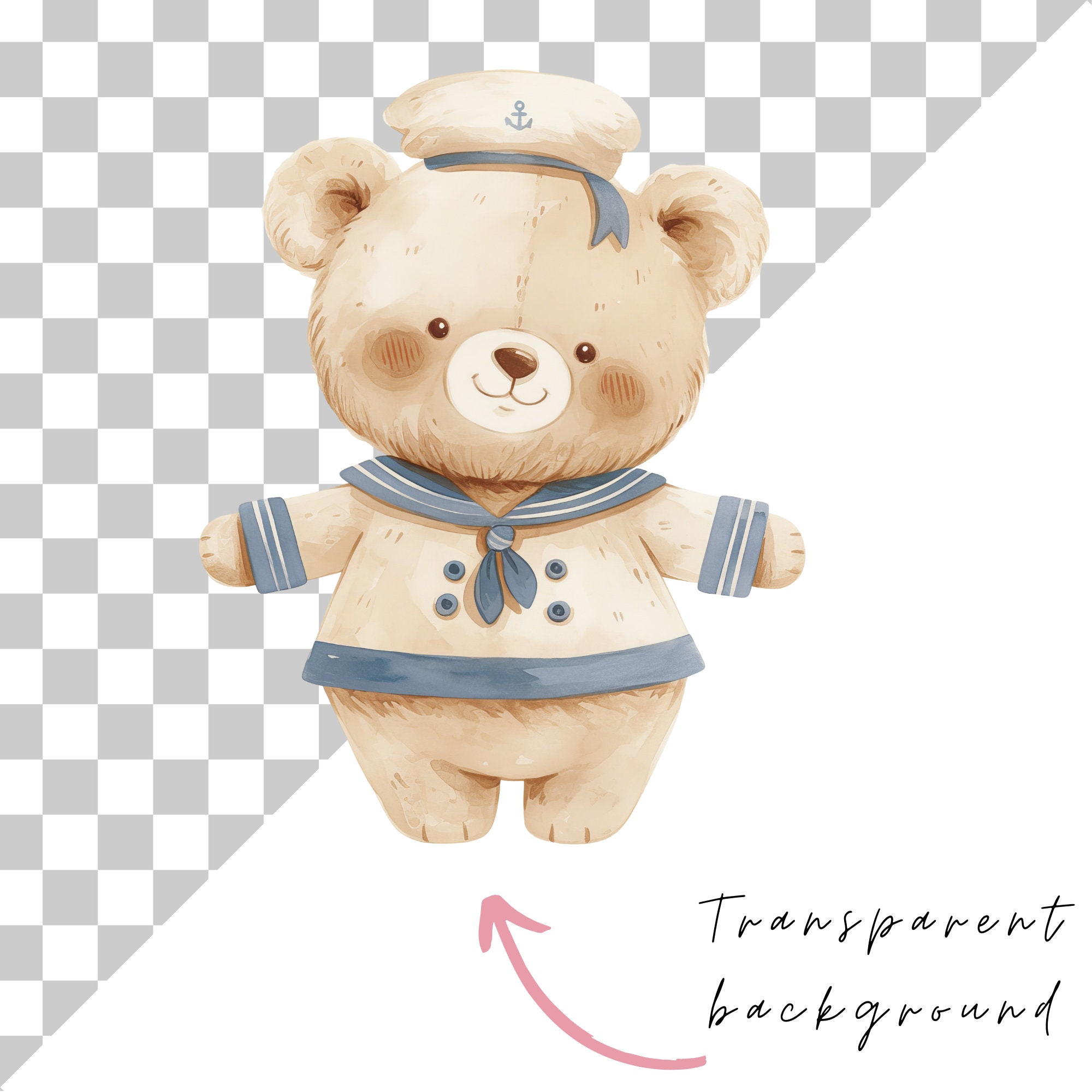 Cute Sailor Bears Clipart Sailor Teddy Bear Sailor Bear Nautical Blue ...