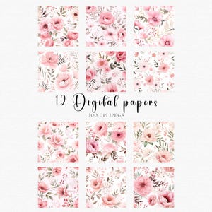 Dusty Pink Floral Digital Paper | Pink Roses | Blush Floral ...