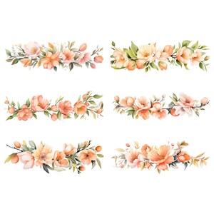 Watercolor Peach Floral Clipart: Wedding Invitation Graphics ...