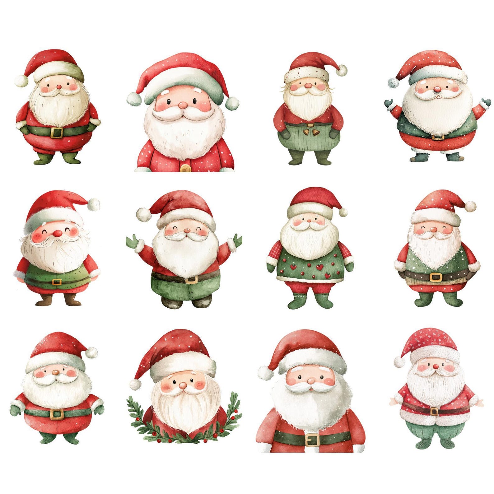 Scandi Santa Clipart: Watercolor Christmas Gnomes (PNG Digital Download ...