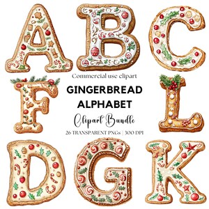 Christmas Gingerbread Alphabet Clipart | Christmas Alphabet ...