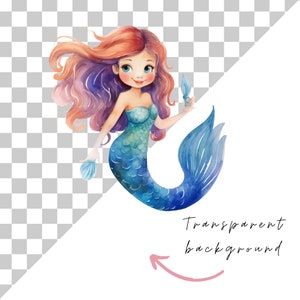 Watercolor Under the Sea Clipart Mermaid Cute Sea Animals Sea Life ...