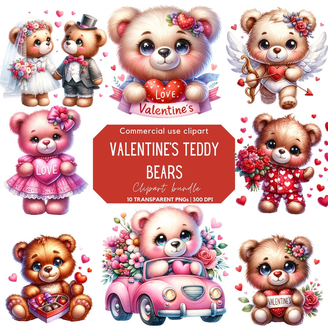 Valentine Teddy Bear Clipart | Cute Bears | Romantic Clipart ...