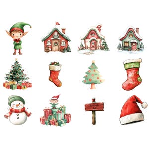 Santas Workshop Clipart Winter Village Art Cute Santa Claus Cute ...