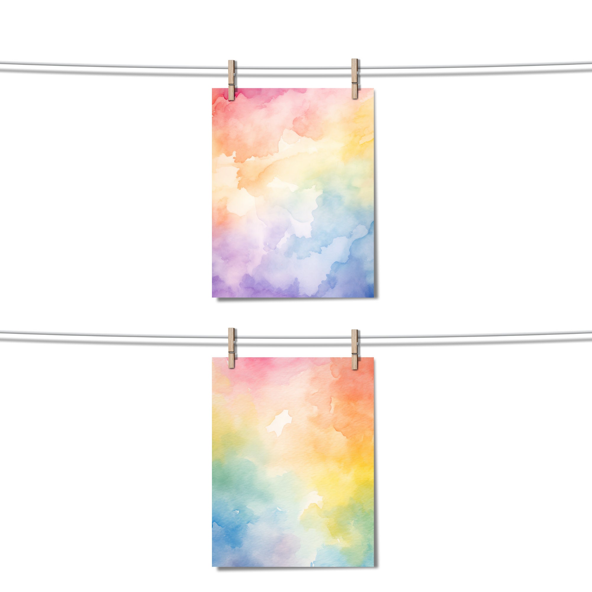 Rainbow Watercolor Texture Clipart Digital Paper Colorful Watercolor ...