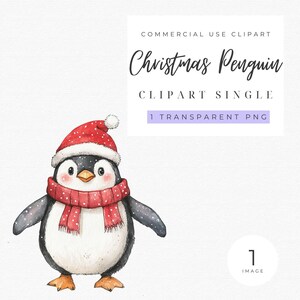 Watercolor Christmas Penguin Clipart: Holiday PNG (digital Download) - Etsy