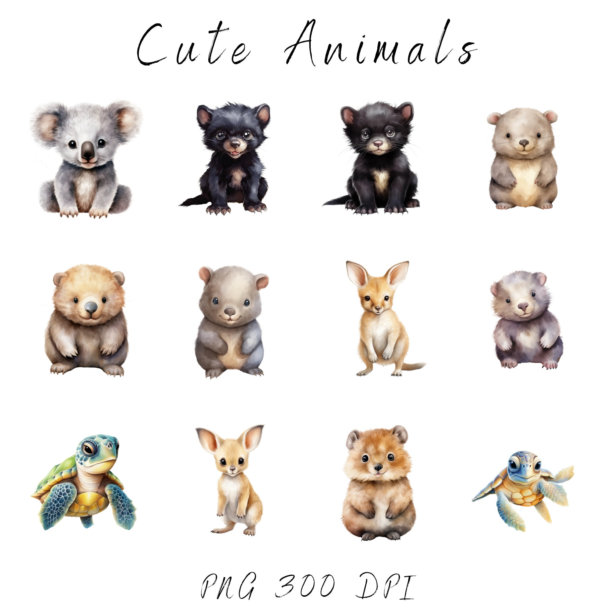Baby Australian Animals Clipart Cute Animal Nursery Wall Art Baby ...