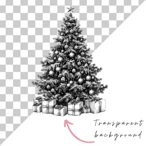 Watercolor Christmas Clipart: Black and White Holiday Graphics (digital ...