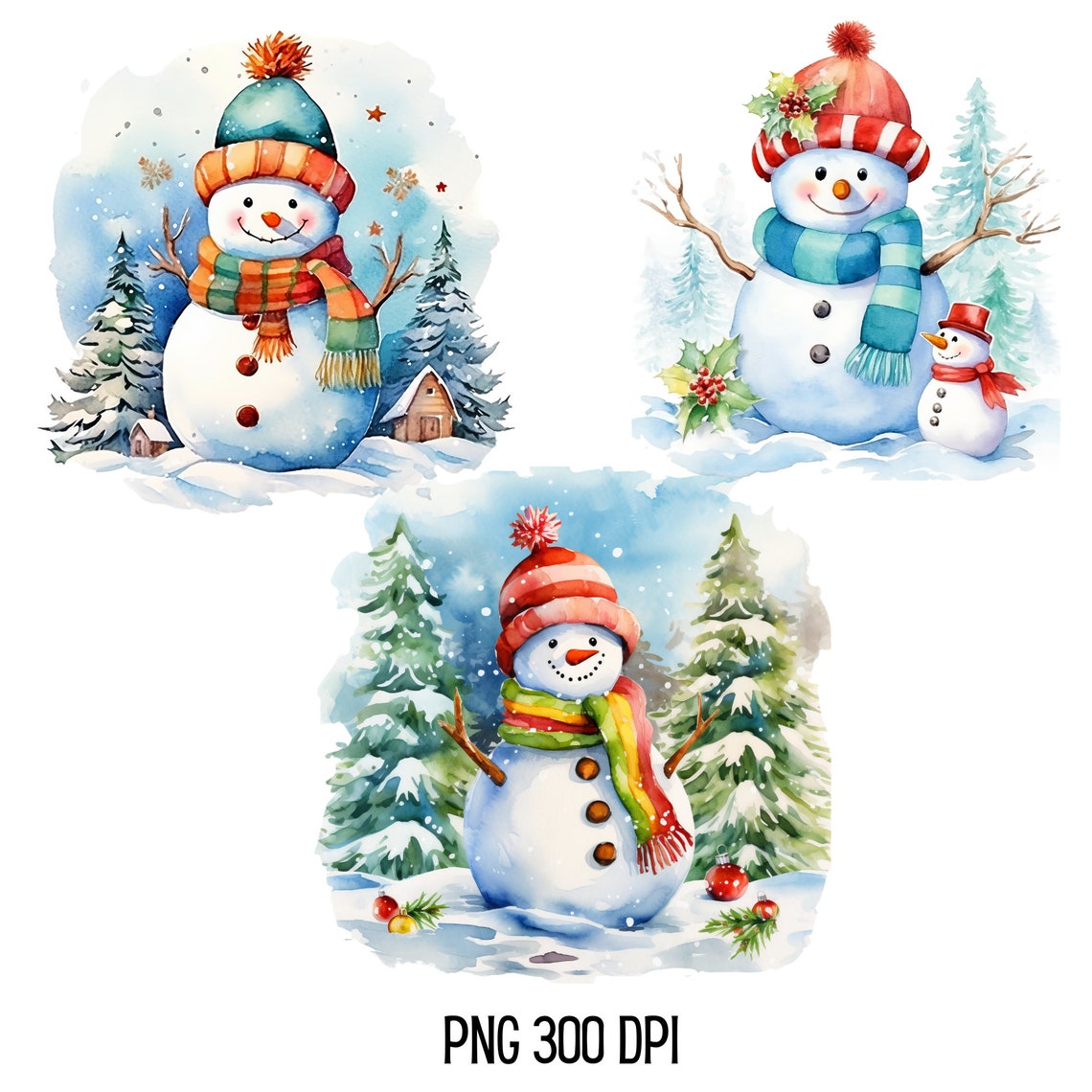 Watercolor Snowman Clipart Cute Snowman Clipart Christmas Snowman Png ...