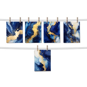 Navy & Gold Alcohol Ink Texture Clipart Watercolor Texture Liquid Ink ...