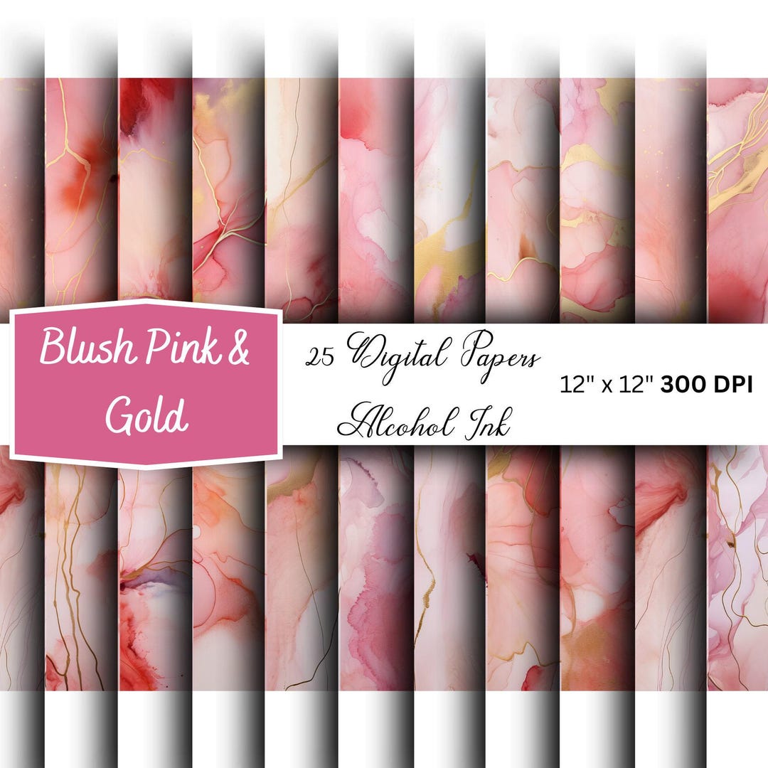 Blush Pink & Gold Alcohol Ink Texture Clipart: Commercial Use Pngs - Etsy