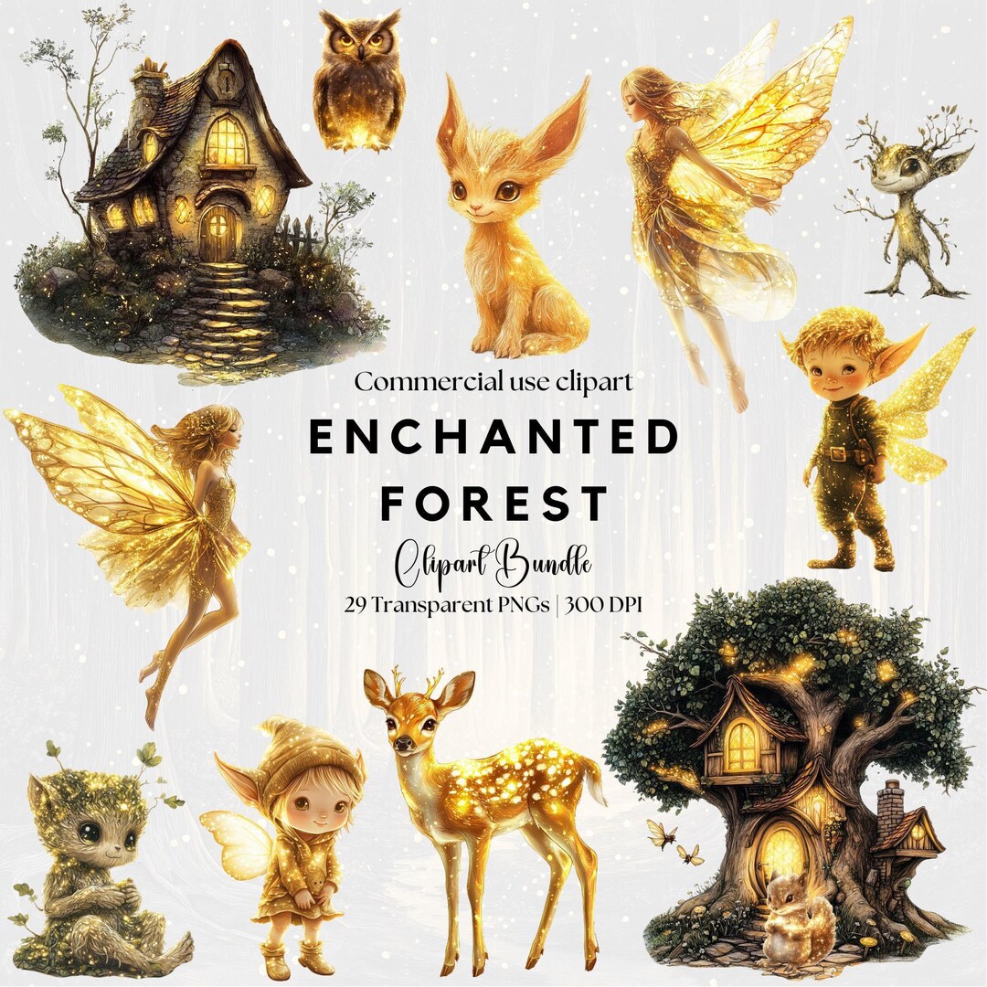 Enchanted Forest Clipart: Fairy Tale PNG Bundle (29 Transparent) - Etsy ...