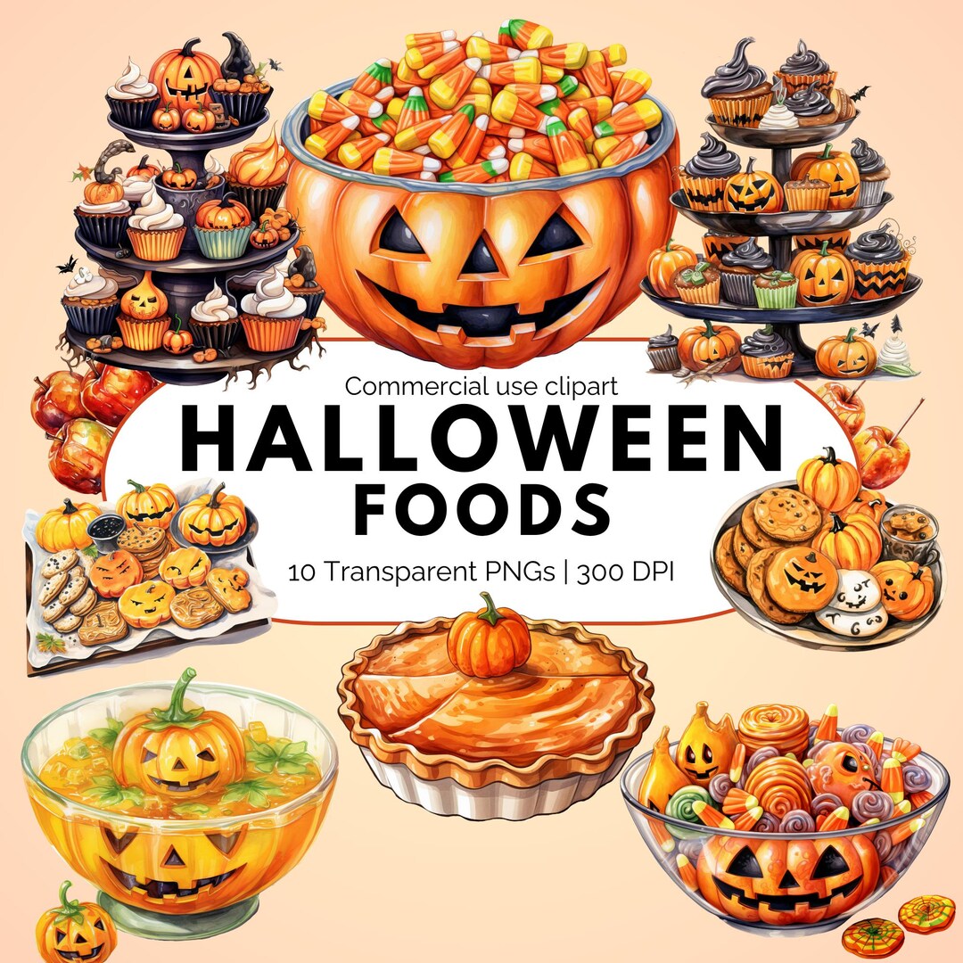 Halloween Food Clipart: Spooky Candy, Monster Treats (digital Download ...