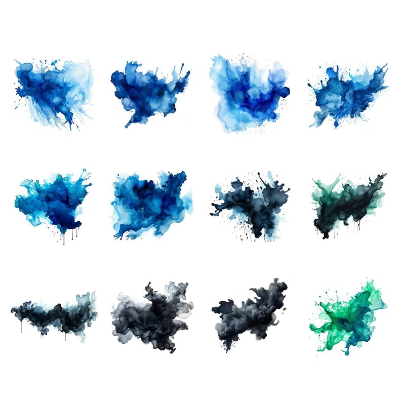 Blue Watercolor Splash Clipart: Ocean Brush Strokes (transparent PNG ...