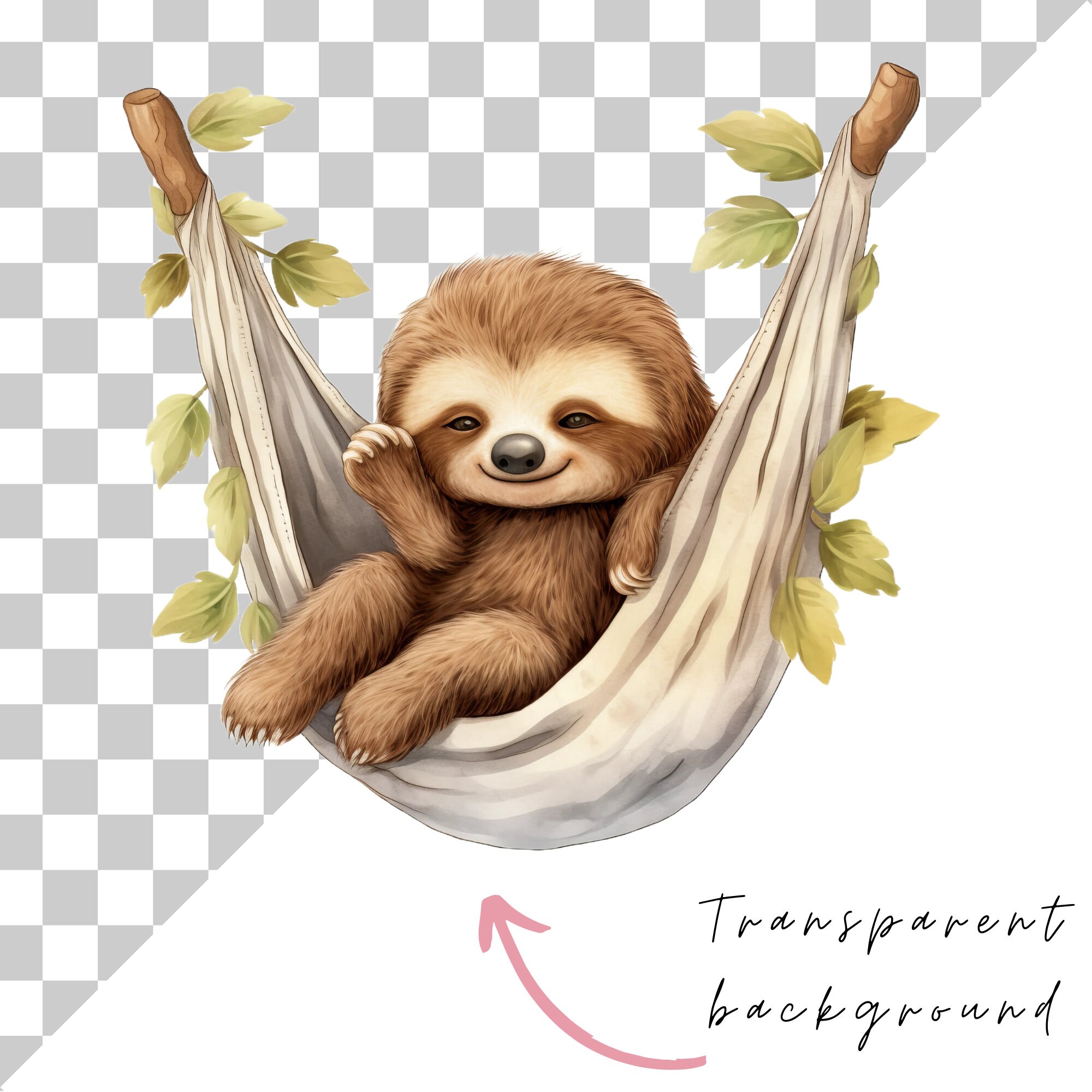 Watercolor Cute Baby Sloth Sloth Illustration Cute Animals Png Nursery ...