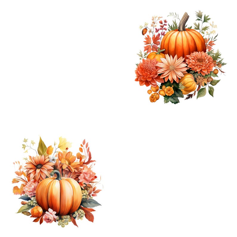 Watercolor Pumpkin Bouquet Clipart Thanksgiving Clipart Pumpkin With ...