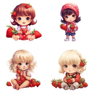 Cute Strawberry Baby Girl Clipart | Strawberry Shortcake | Strawberry ...