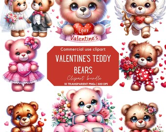 Valentine Clipart, Cute Teddy Bear Clipart PNG, Romantic Sweet ...