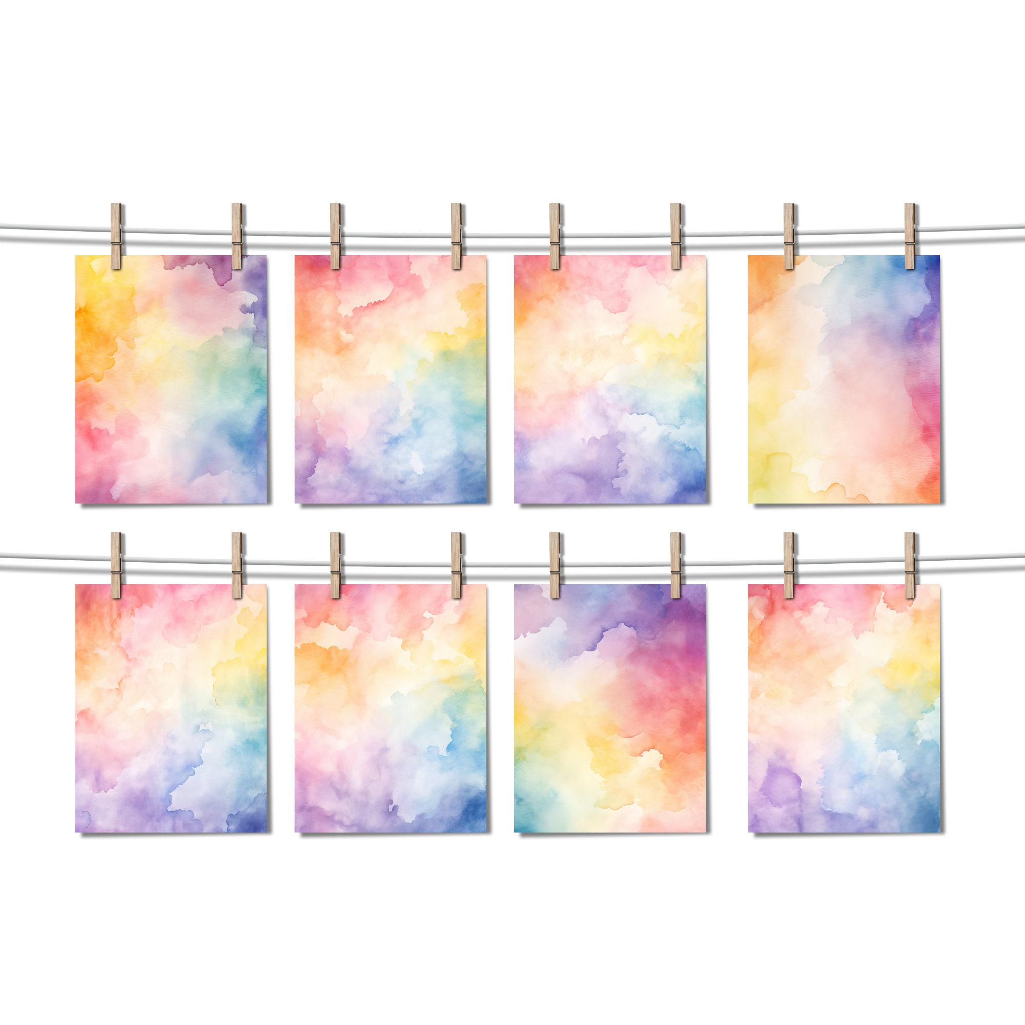 Rainbow Watercolor Texture Clipart: Colorful Digital Paper (commercial ...