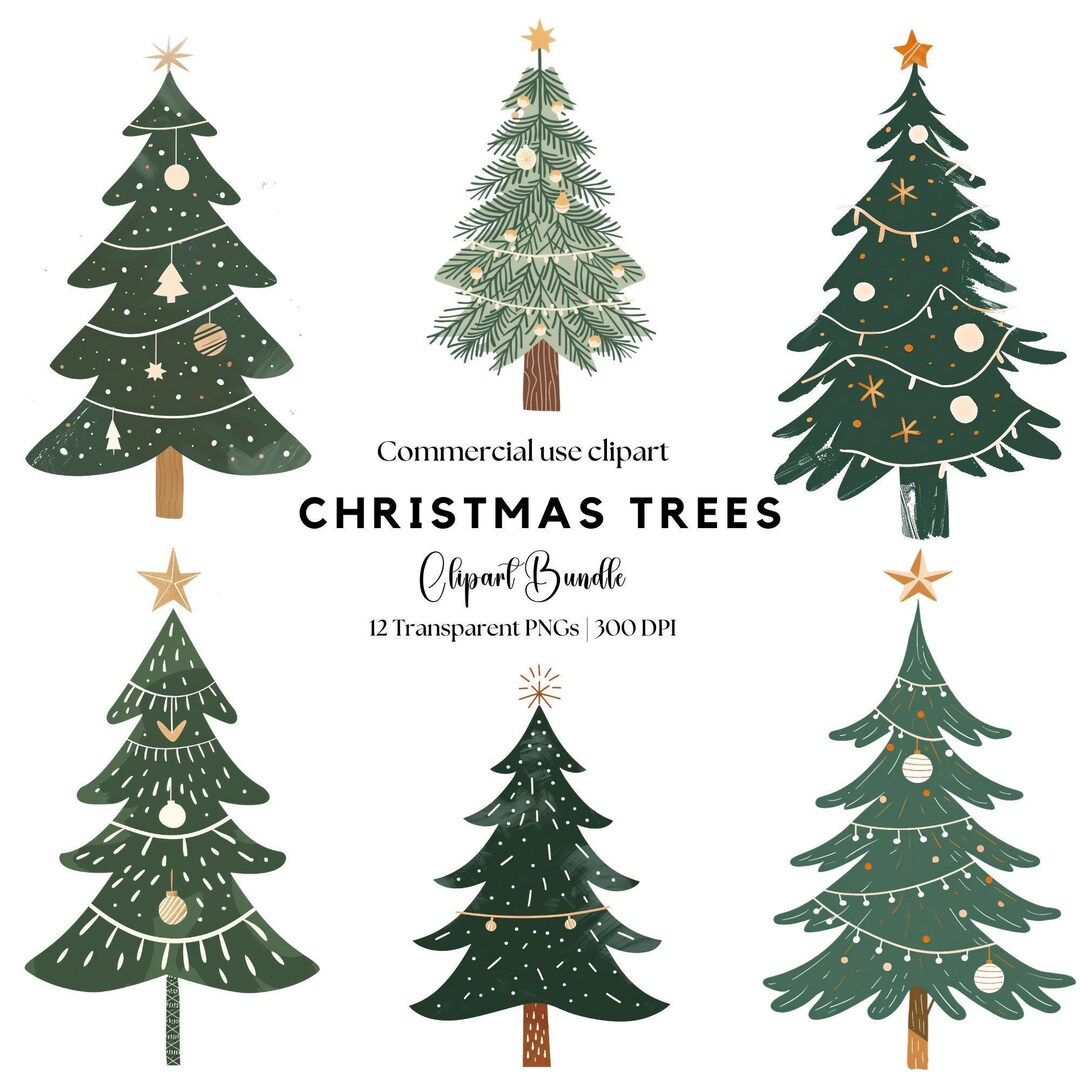 Minimalist Christmas Tree Clipart | Cute Christmas Tree | Xmas Tree ...