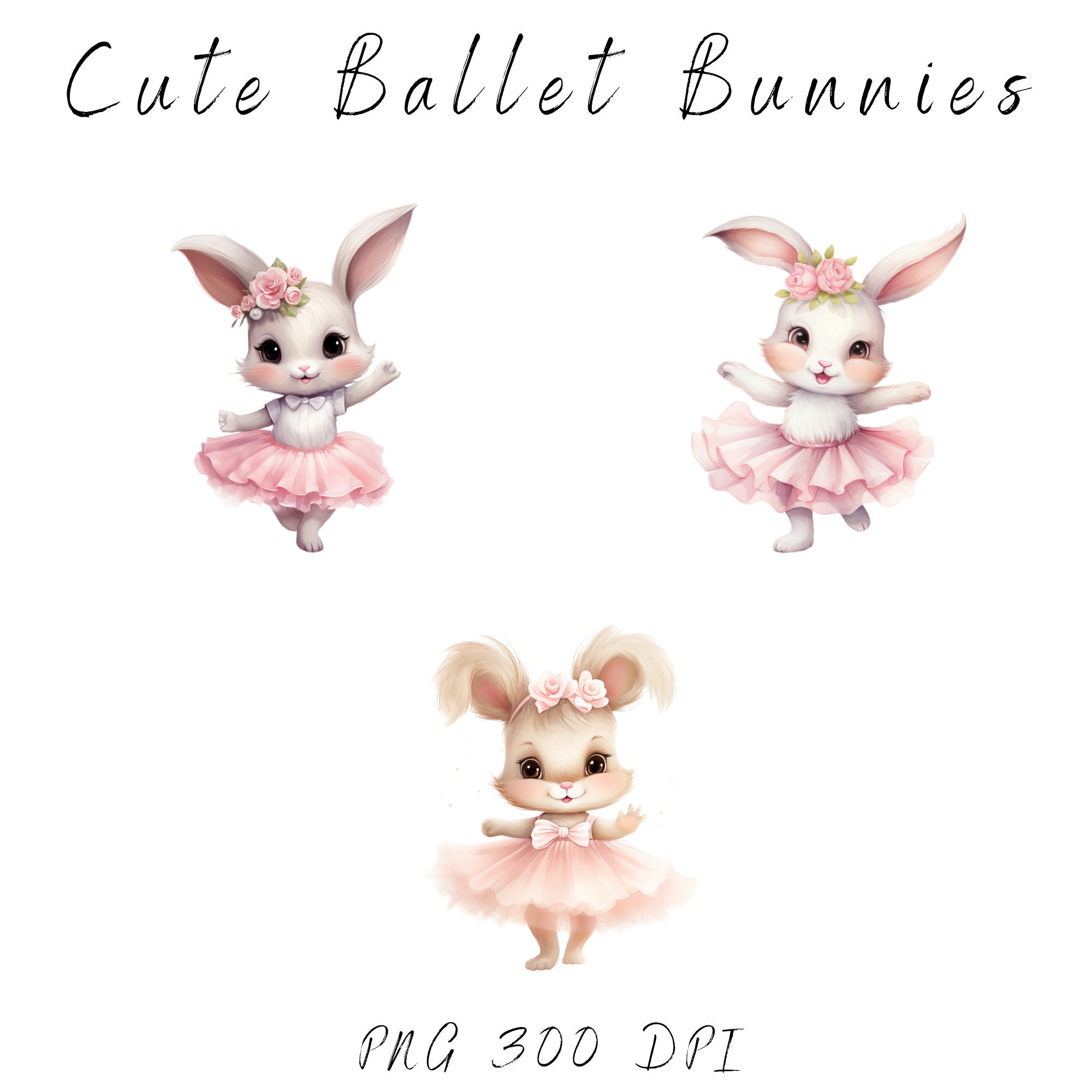 Watercolor Ballerina Bunny Clipart Ballet Bunnies in Tutu Dress Ballet ...