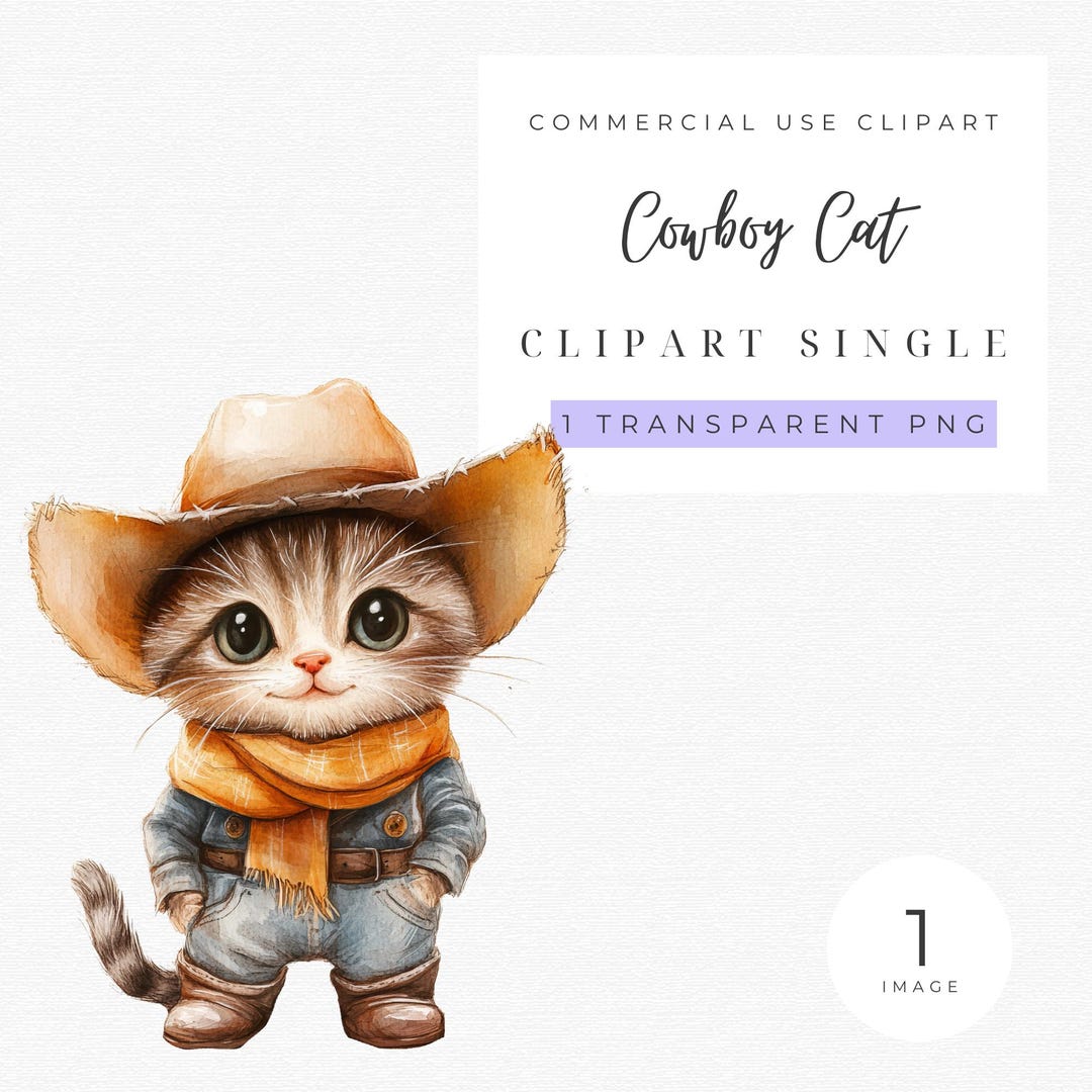 Cowboy Cat Clipart | Cowboy Hat Cat Png | Western Cowboy Cat | Meowdy ...